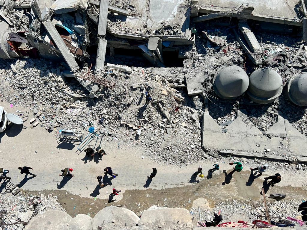 Only a Minaret - Palestinians Pray at Ruins of Destroyed Rafah Mosque ...