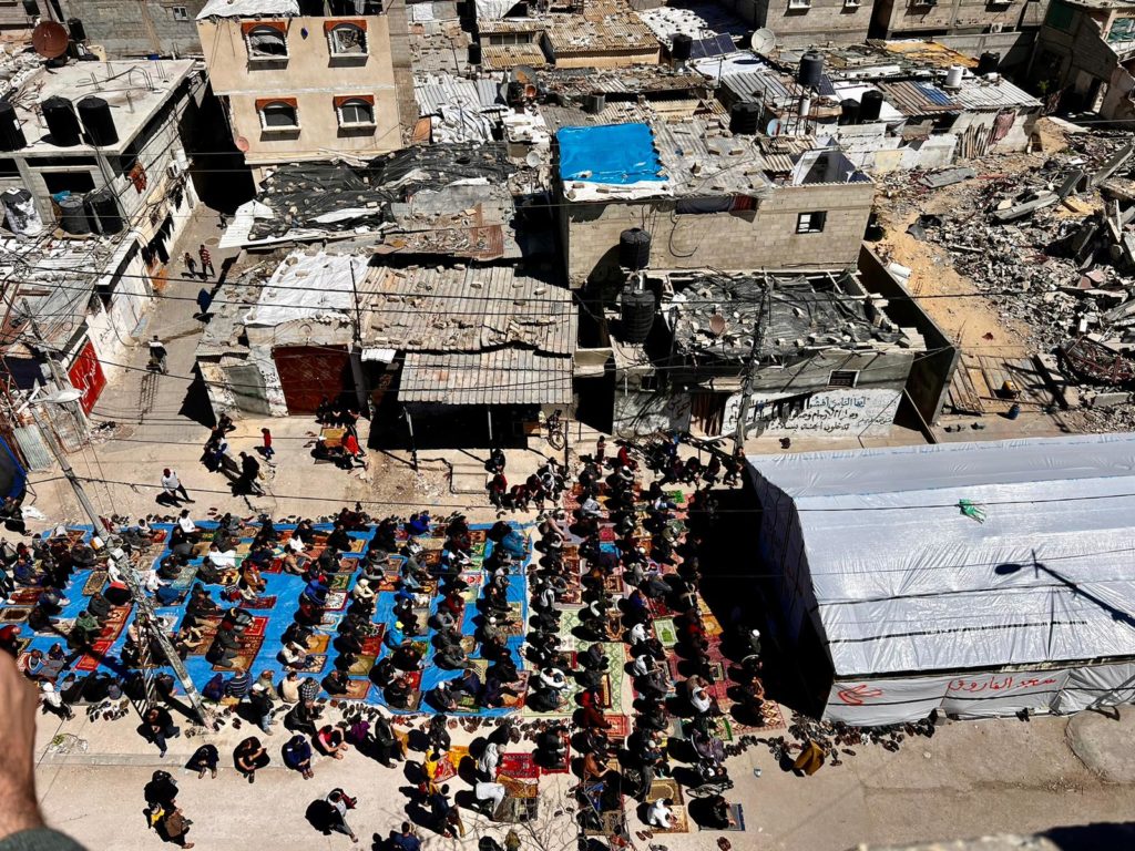 Only a Minaret - Palestinians Pray at Ruins of Destroyed Rafah Mosque ...